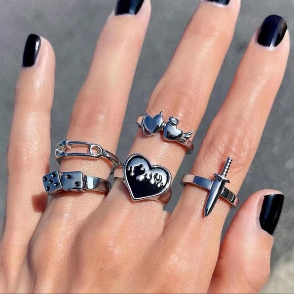 Jewelry | 5piece Gothic Girl Ring Set | Poshmark